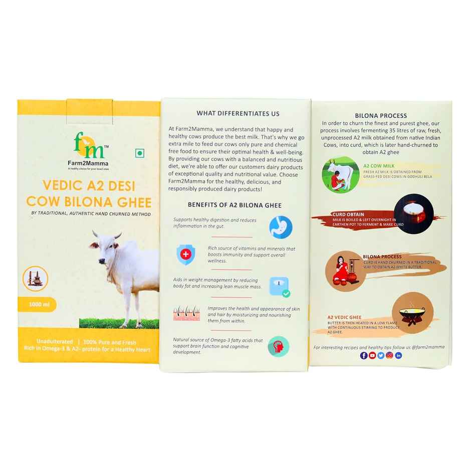 Buy Farm2Mamma A2 Certified Desi Cow Bilona Ghee Curd Churned ...