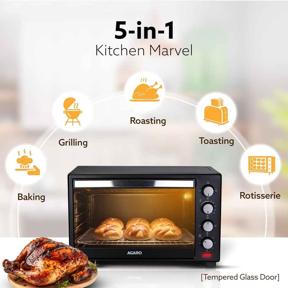 Buy Agaro Marvel 48 Ltr Oven Toaster Griller, Motorised Rotisserie And ...
