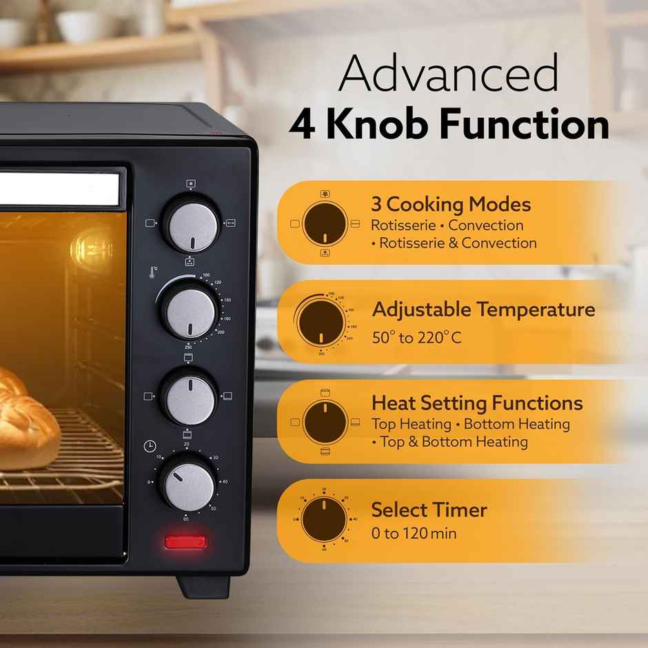 Buy Agaro Marvel 48 Ltr Oven Toaster Griller, Motorised Rotisserie And ...