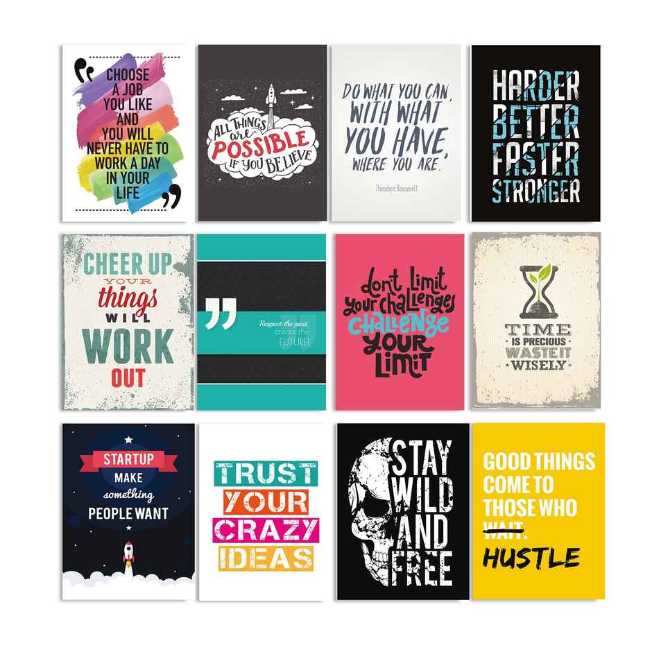 Buy Paper Plane Design Motivational Wall Posters | Set of 12 | (29 cm x ...