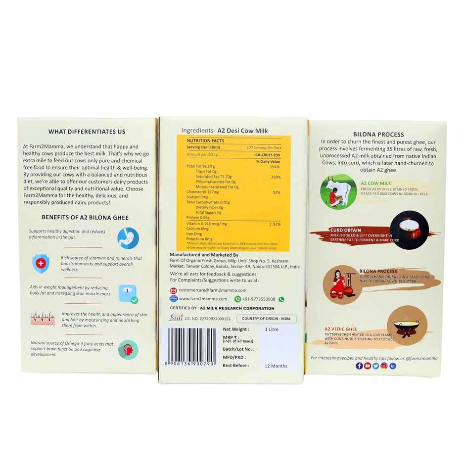 Buy Farm2Mamma A2 Certified Desi Cow Bilona Ghee Curd Churned ...