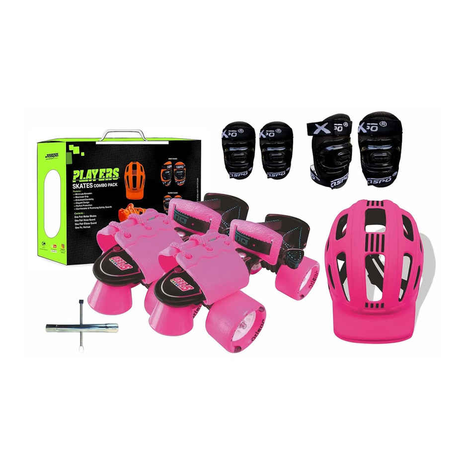 Jaspo Cruiser Senior Players Quad Adjustable Roller Skates Combo Pink ...