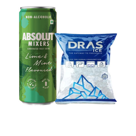 Buy Dras Ice Cube (1kg) & Absolut Mixers Sparkling Lime & Mint (Mojito ...