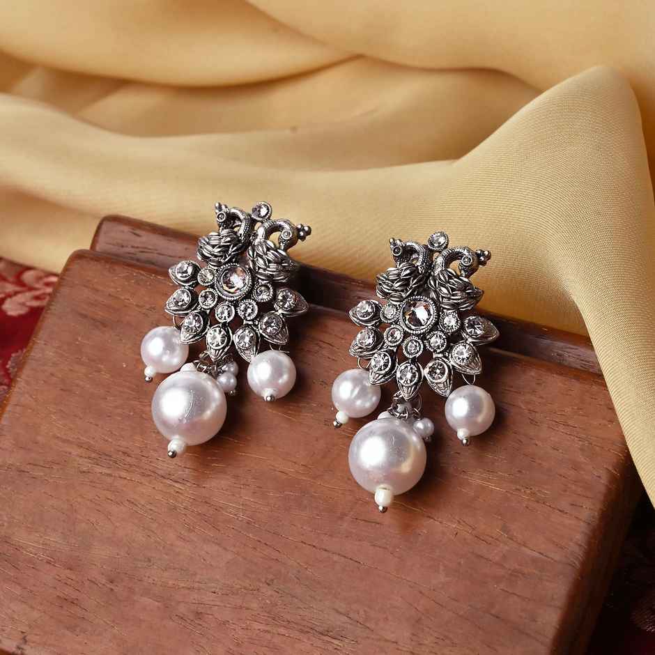 Buy Teejh Mayurika Silver Oxidised Earrings Online - Price @ ₹280 ...