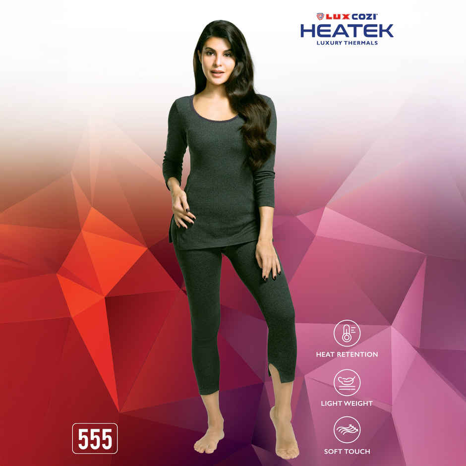 Buy Lux Cozi Women's Heatek Super Soft & Stylish Thermal Set | Black ...