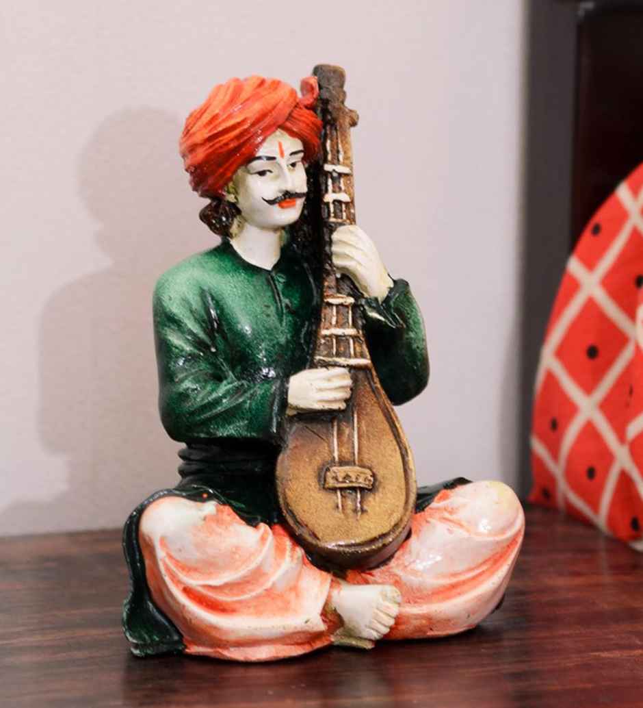 Casacraft Pepperfry Showpiece Green Polyresin Rajasthani Playing Sitar ...