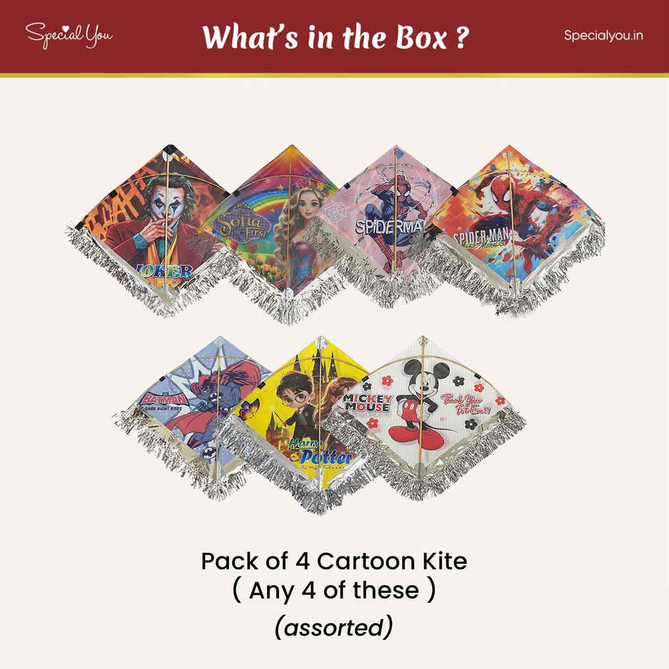 Buy Cartoon Plastic Kite | Assorted | Pack Of 4 | Patang | Special You ...