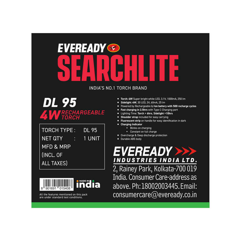 Eveready Searchlite DL95 Rechargeable Torch - Buy at ₹440 Online ...