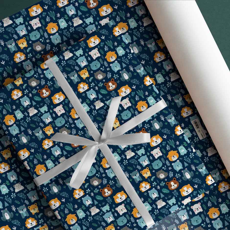 Buy Paperpep Blue Cute Cartoon Animal Print Gift Wrapping Paper | 19 x ...