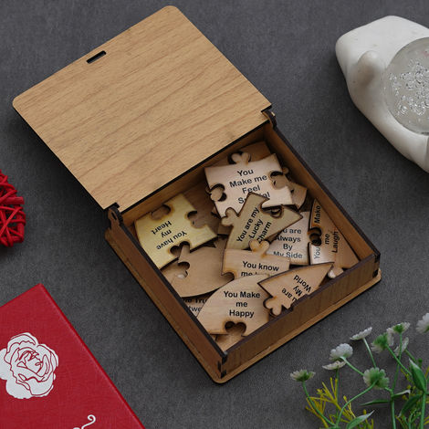 Buy eCraftIndia Brown Wooden inch Things I Love About You inch Puzzle ...
