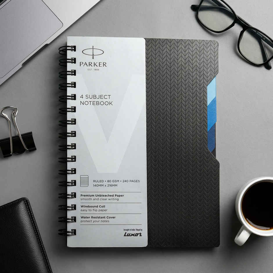 Parker Vector Silver A5 Size 4 Subject Note Book - Buy at ₹225 Online ...
