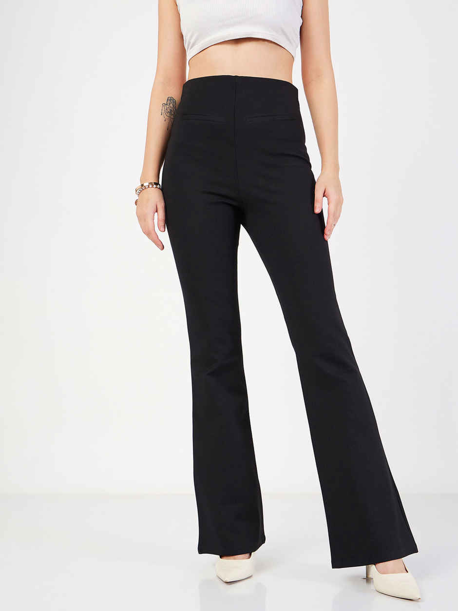 Buy SASSAFRAS Women's Bone Pocket Bell Bottom Pants | Black - S Online ...