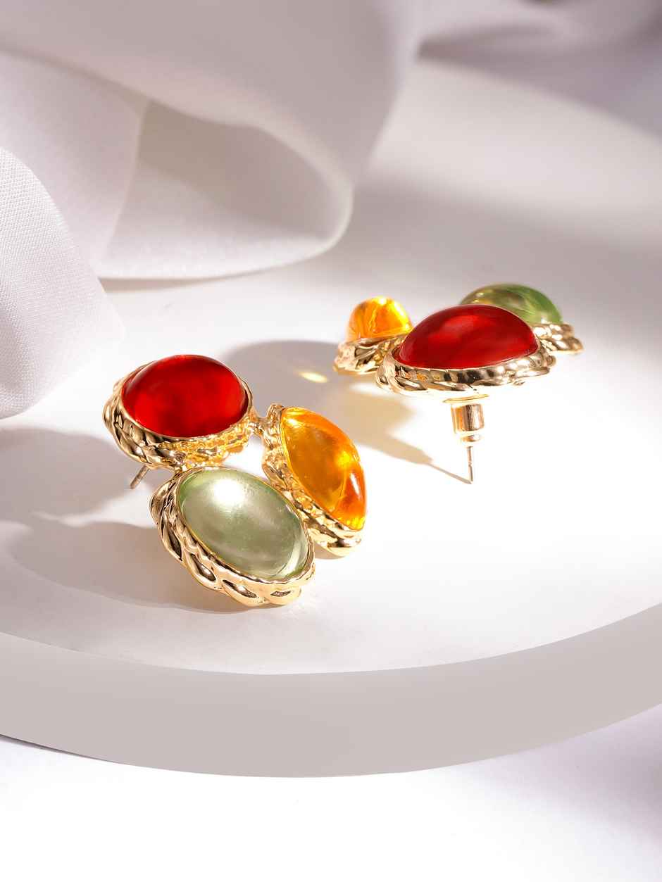 Buy Rubans Gold Plated Stone Studded Drop Earrings Online - Price ...