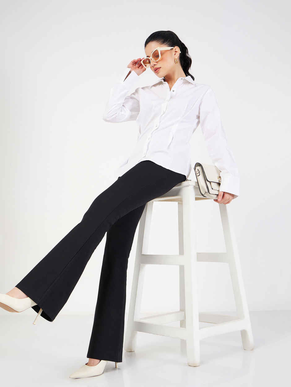 Buy SASSAFRAS Women's Bone Pocket Bell Bottom Pants | Black - S Online ...