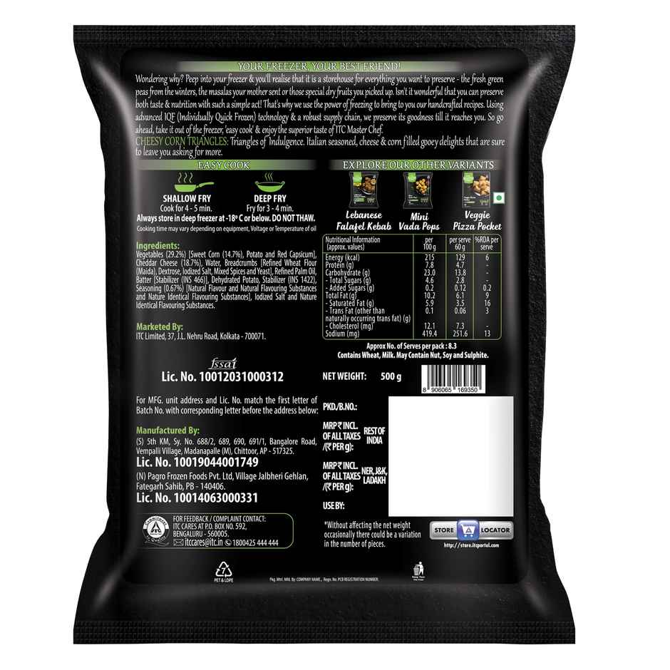 ITC Master Chef Cheesy Corn Triangle Nugget - Buy at ₹243 Online ...