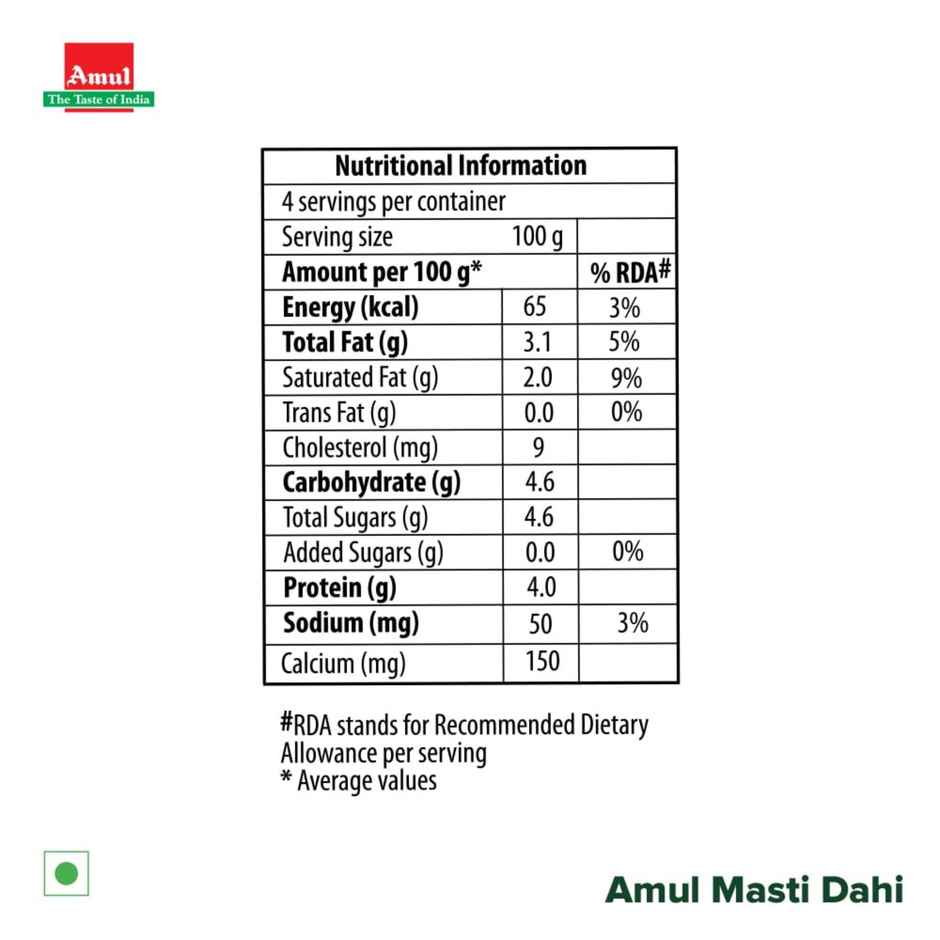 Buy Amul Masti Dahi Cup Online - Price @ ₹45 | Instant Delivery | Zepto