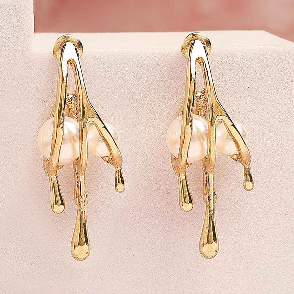 Buy Karatcart Women's Stud Earrings White and Gold One Size | 33038775 ...