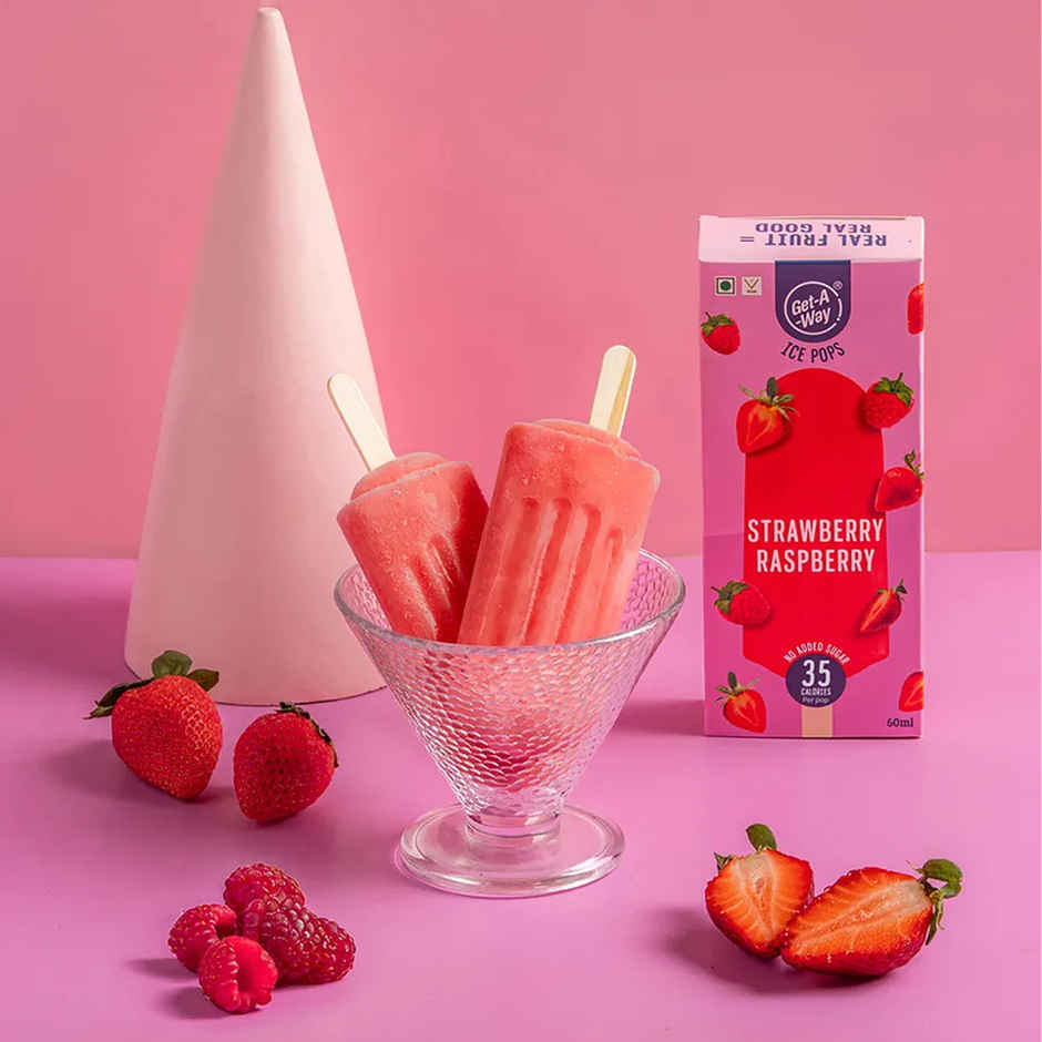Get-A-Way Strawberry Raspberry Ice Pop (Low Calorie, Zero Added Sugar ...