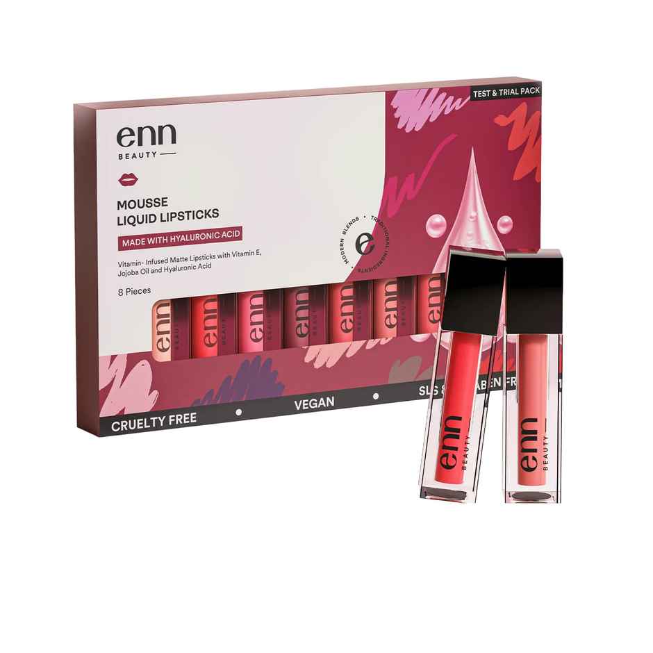 Buy ENN Beauty Mousse Matte Liquid Lipstick Kit Set Of 8 - Test & Trial ...