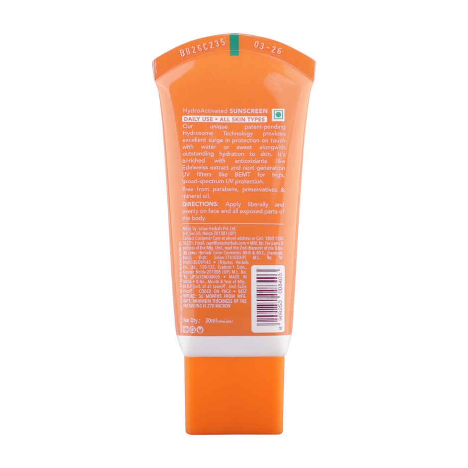 Lotus Herbals Safe Sun Hydro Activated Face Sunscreen SPF 50+ PA ...