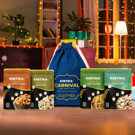 Buy Khetika Legacy Dry Fruits Diwali Gift Pack Potli Almonds, Cashews ...