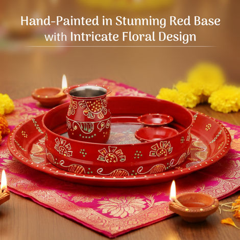 Buy Karva Chauth Pooja Thali Set - Traditional Decorative Thali With ...
