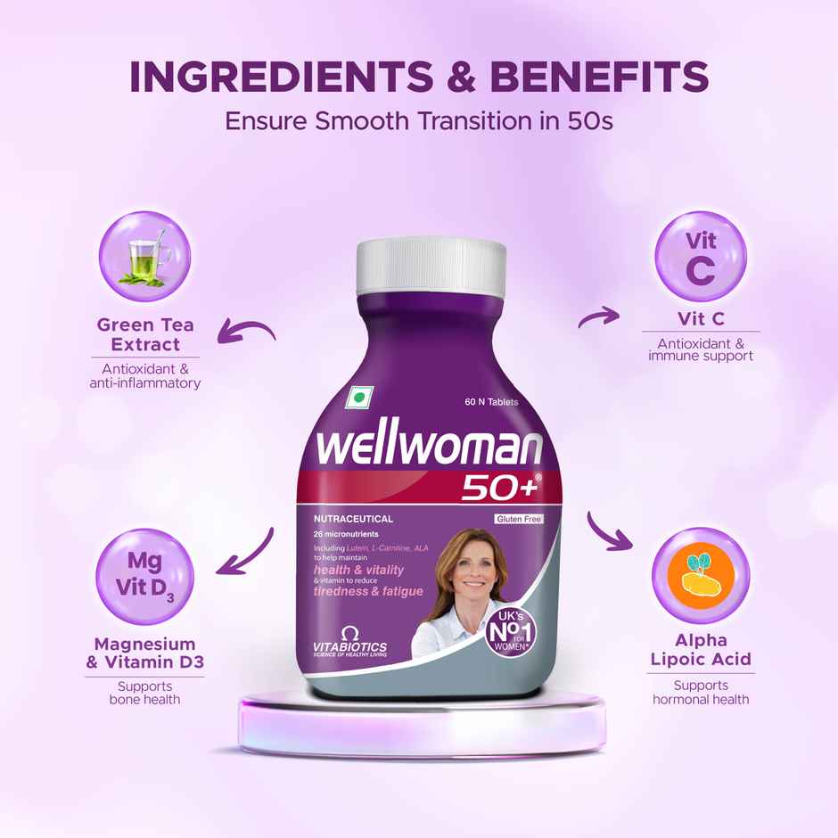 Wellwoman 50 plus Multivitamin Tablets for Women Energy, Bone and ...