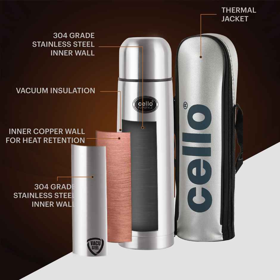 Buy Cello Lifestyle Vacuum Insulated Flask with Thermal Jacket | 1 L ...