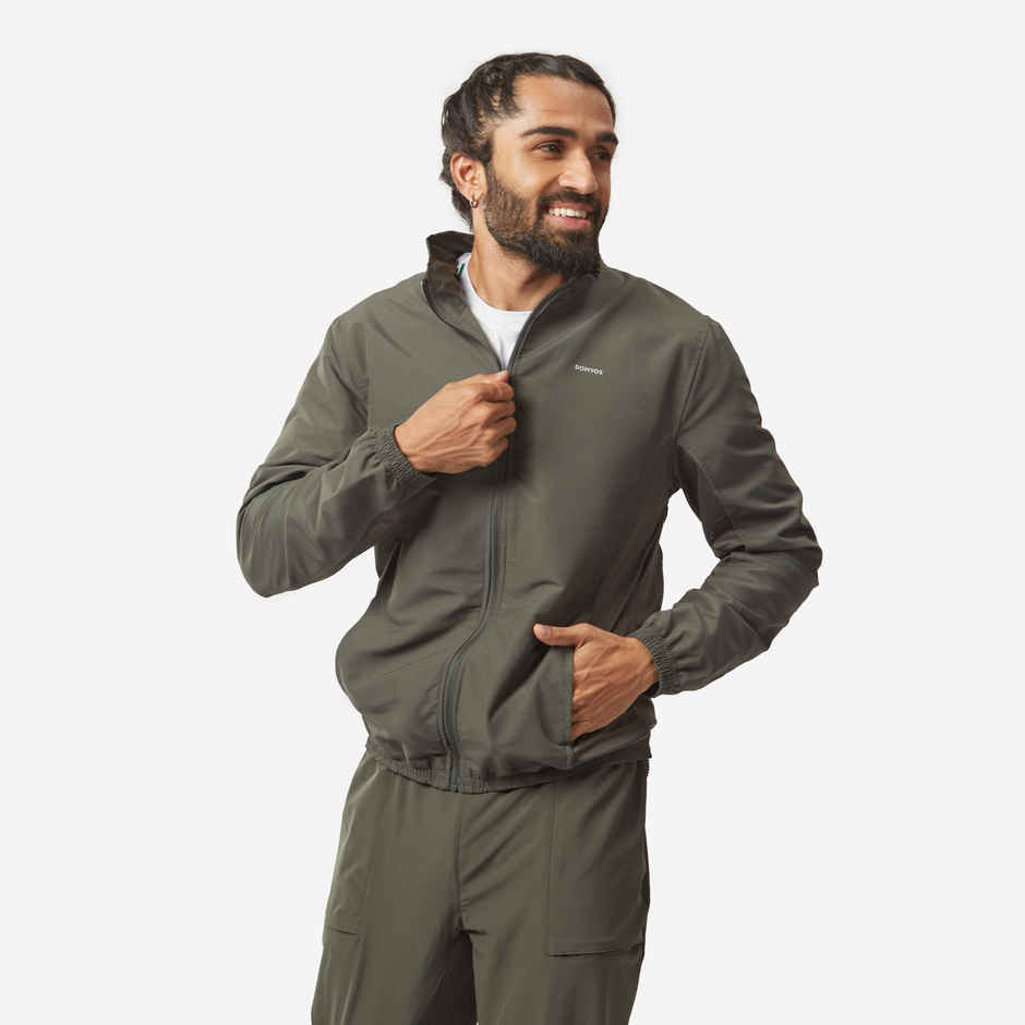 Buy Domyos By Decathlon Men's Fitness Tracksuit Jacket | Khaki - L ...