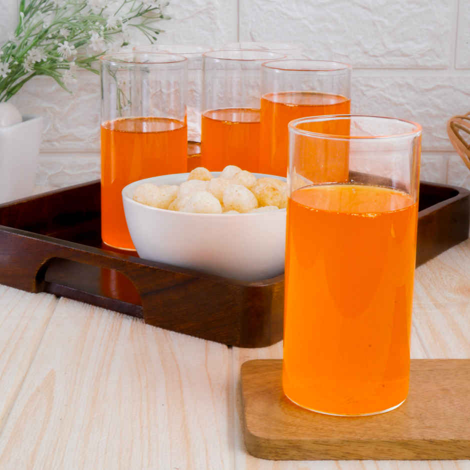 Femora Borosilicate Glass Tumbler Glass Set 350Ml 6 Pcs Microwave Safe ...