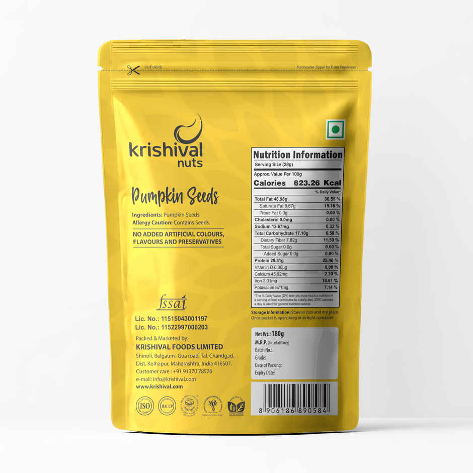 Krishival Nuts Pumpkin Seeds - Buy at ₹139 Online | Instant Delivery ...