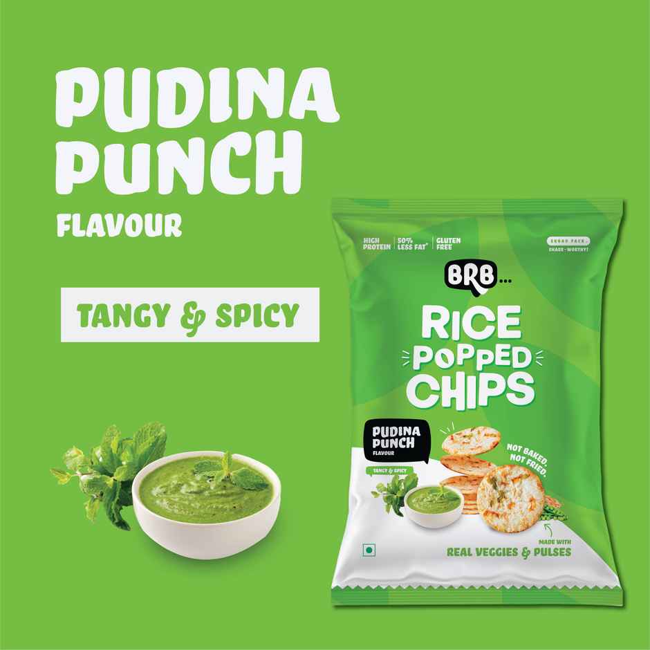 Buy BRB Rice Popped Chips Pudina Punch Flavour Online - Price @ ₹37 ...