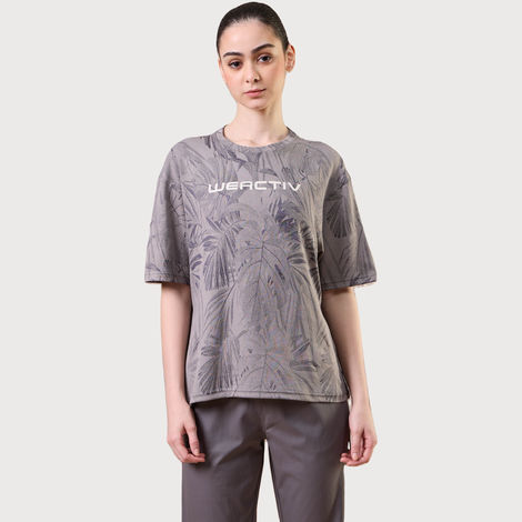 Buy Technosport Women's Jacquard Boxy Fit Round Neck Sports T-shirt ...