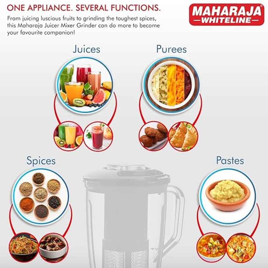 Buy Maharaja Whiteline Odacio Pro Juicer Mixer Grinder | 550W | 3 Jars ...