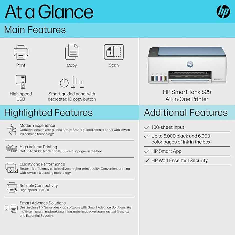 Buy Hp Smart Tank 525 All-In-One Colour Printer Online - Price @ ₹10509 ...