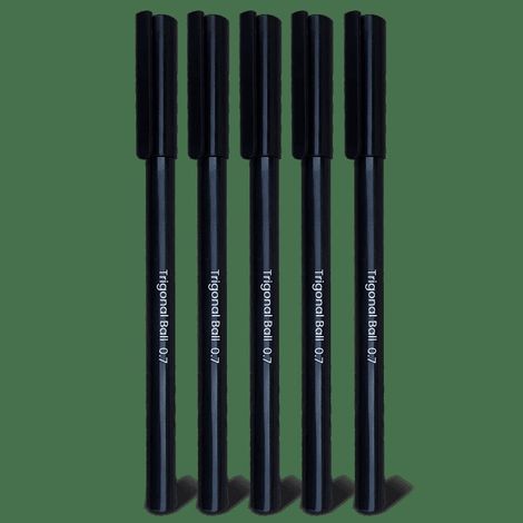 Buy Physics Wallah Trigonal Ball Pen Pack of 5( Black Body Blue Ink ...