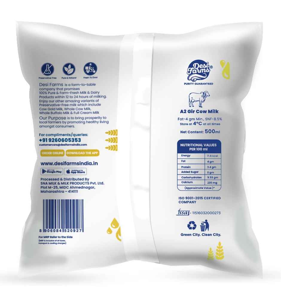 Desi Farms A2 Gir Cow Milk - Buy at ₹46 Online | Instant Delivery - Zepto