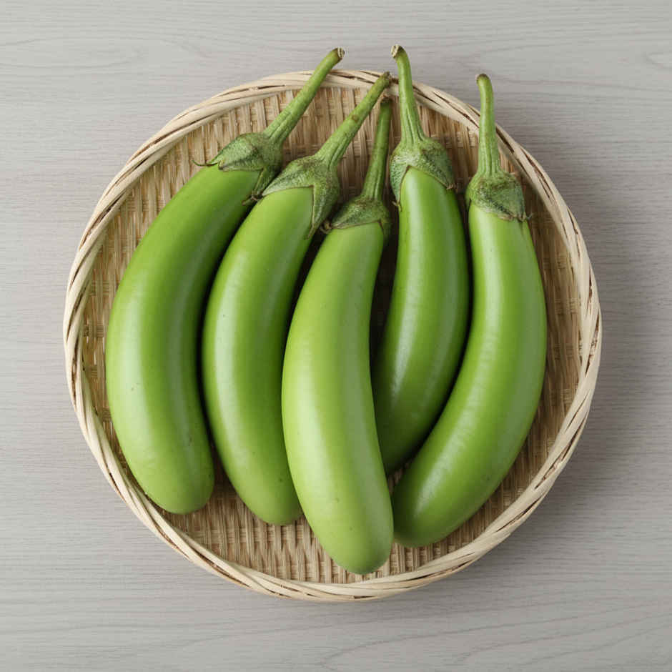Buy Brinjal Green Long Online - Price @ ₹28 | Instant Delivery | Zepto