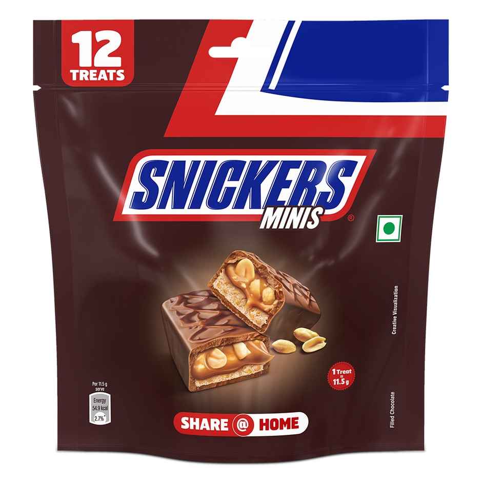 Buy Snickers Minis Chocolate Pack Loaded with Peanuts Nougat & Caramel ...