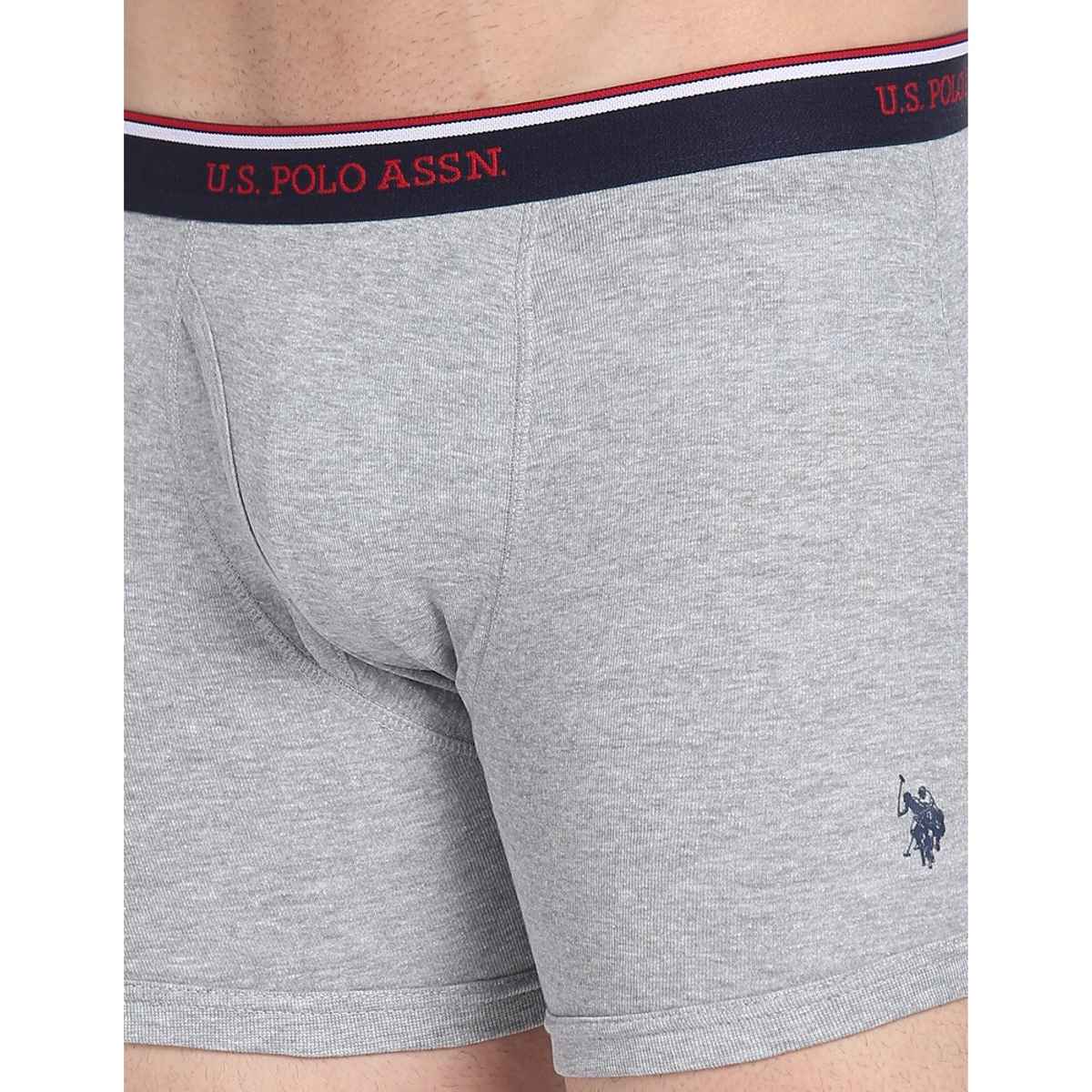 USPA Men Briefs - Pack of 3 Solid Cotton Trunks Black - Grey Melange ...