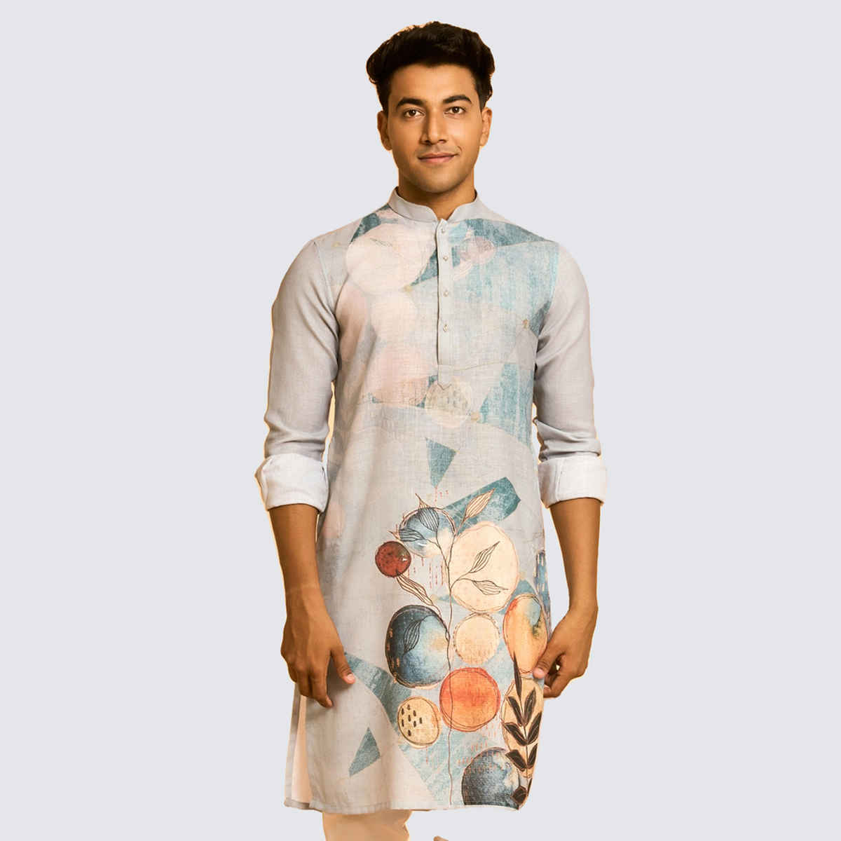 Buy Diwas By Manyavar Men's Light Elegance Kurta | Blue - L Online ...