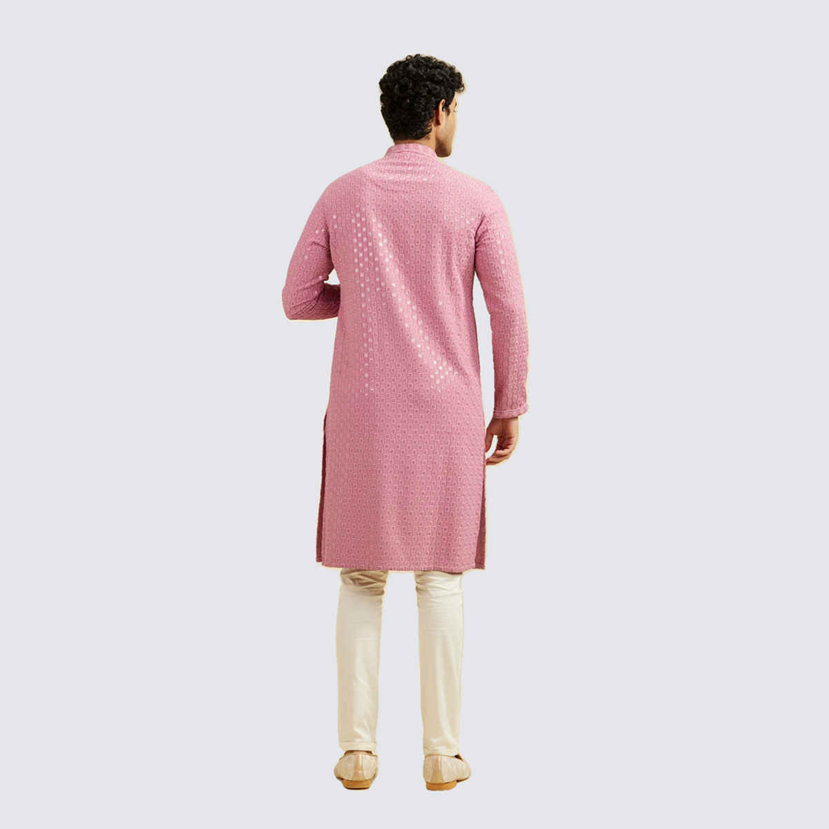 Buy Diwas By Manyavar Men's Dusty Chikankari Sequinned Kurta | Pink - S ...