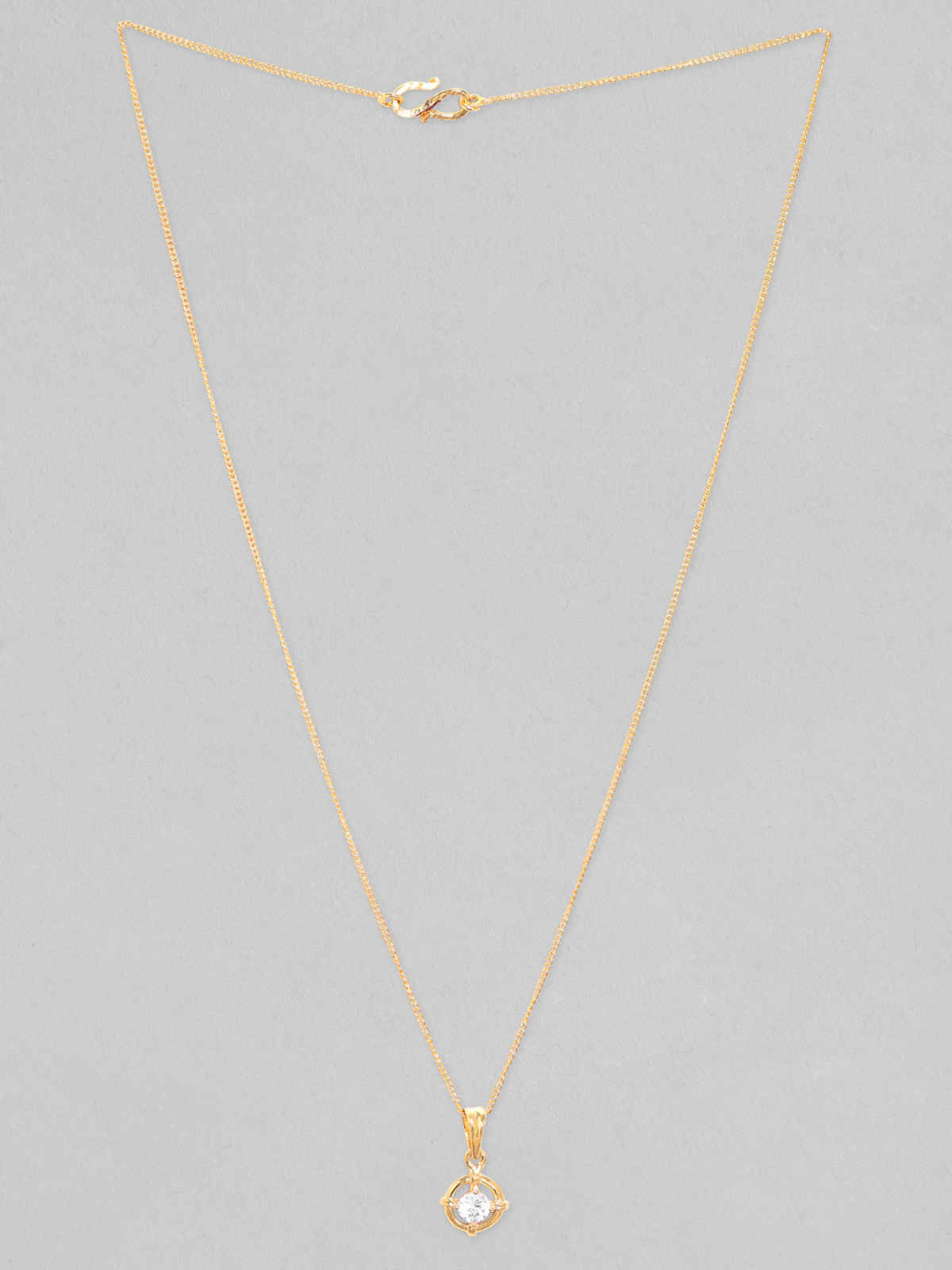 Rubans Gold Plated Solitaire Zircon Pendant Necklace - Buy at ₹289 ...