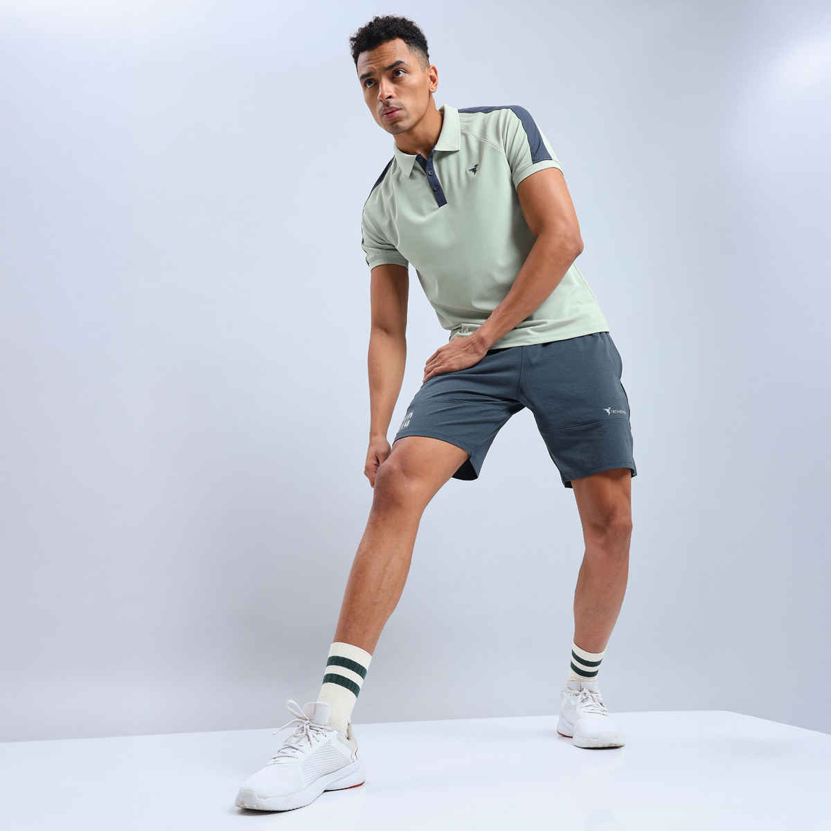 Technosport Men Poly Solid Relax Fit Sports Shorts with ELASTO LITE ...