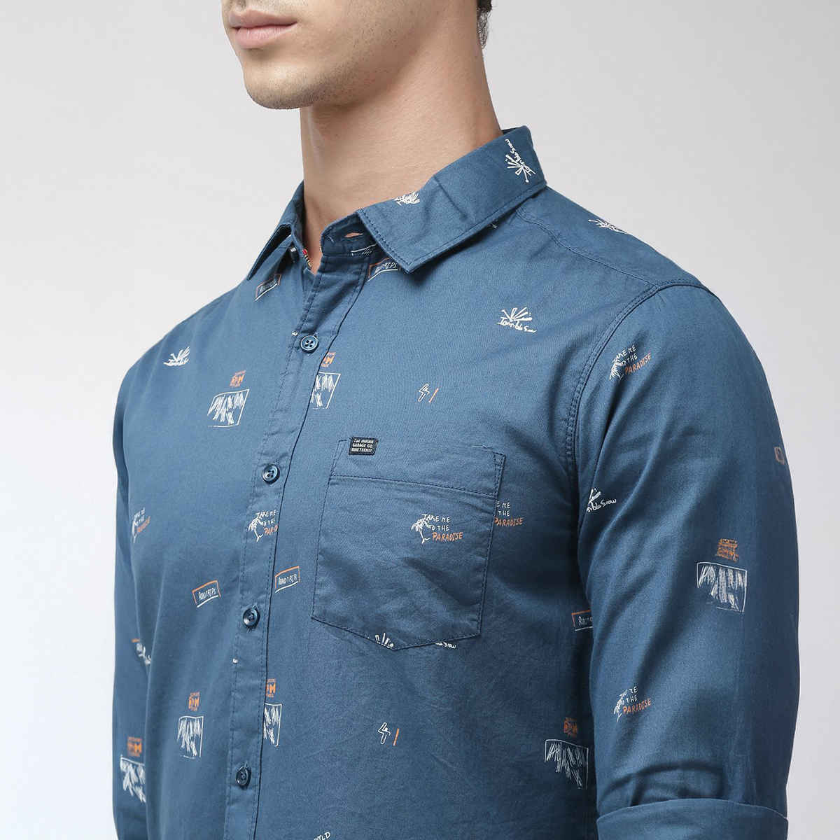 Buy The Indian Garage Co Men's Slim Fit Abstract Print Casual Shirt ...