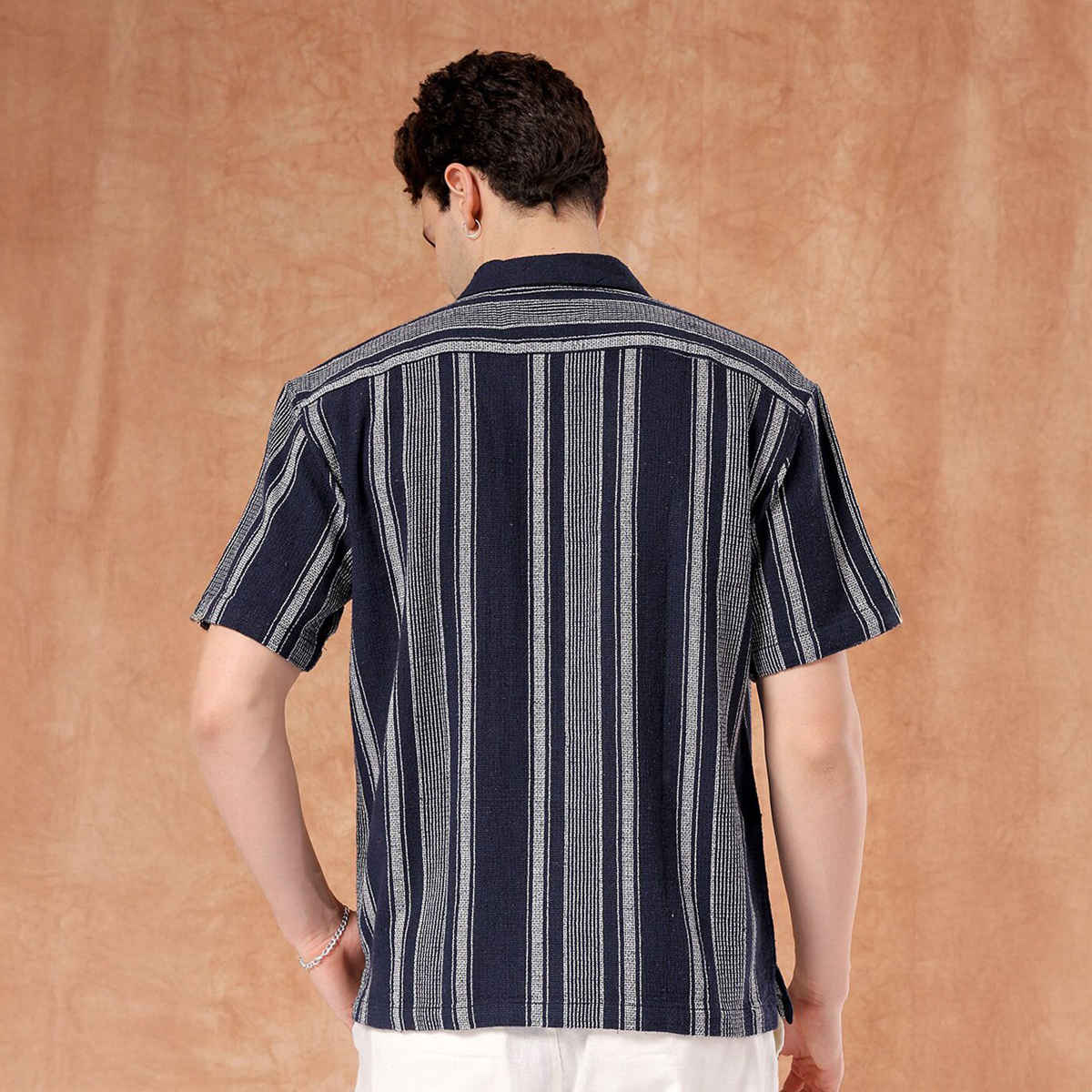 Buy The Indian Garage Co Men's Relaxed Fit Striped Resort Half Sleeve ...
