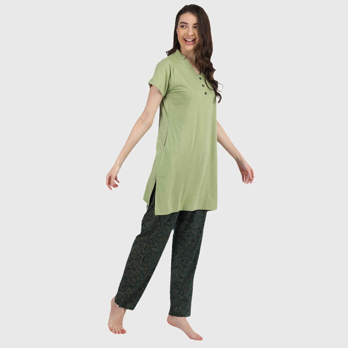 Duchess Women Cotton Regular Fit Printed & Embroided Long Length Night ...