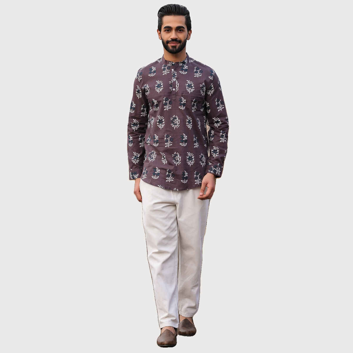 Buy Sanskrutihomes Mandarin Collar Floral Printed Summer Sheers Cotton ...