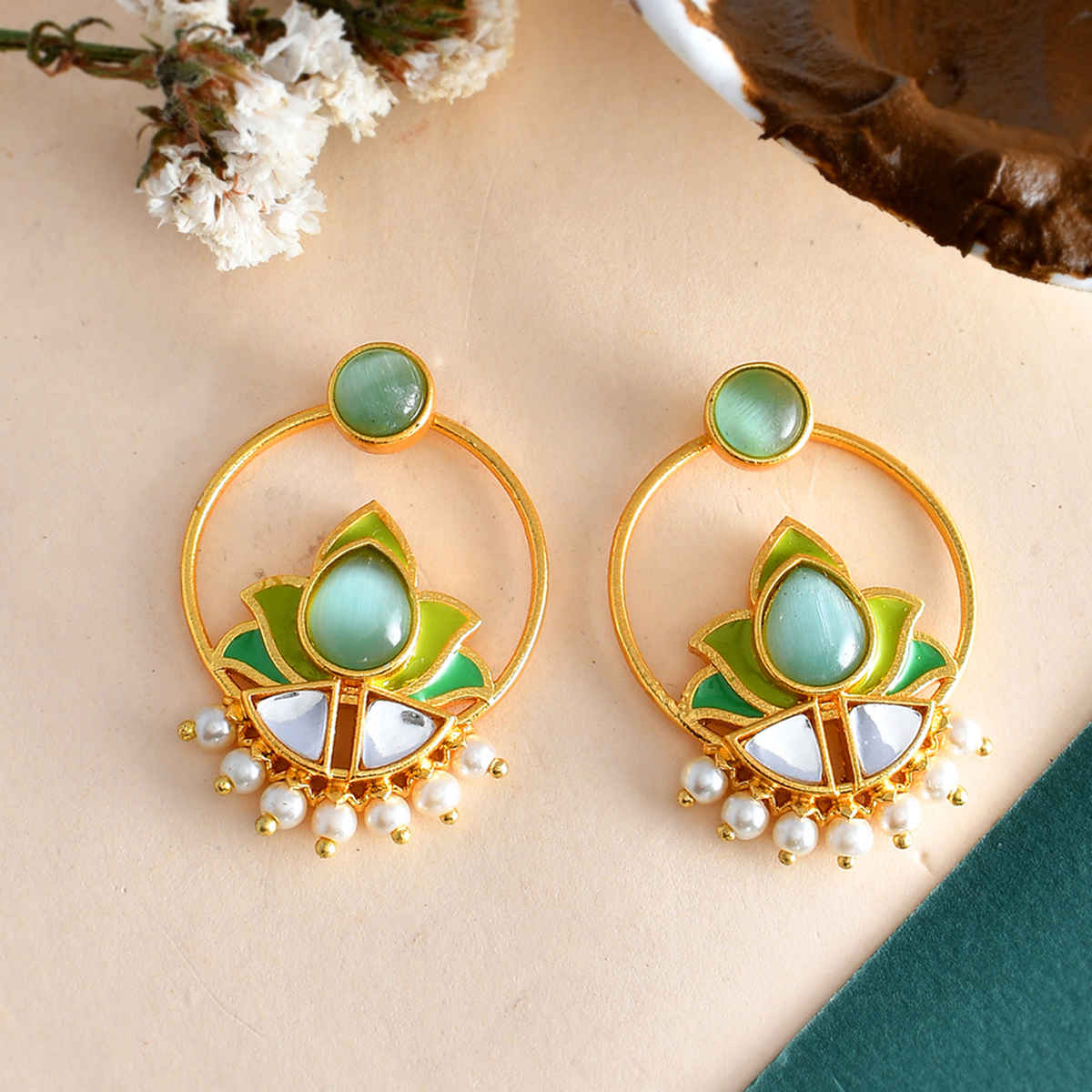 Voylla Forever More Lotus Inspired Hoop Earings - Buy at ₹1399 Online ...