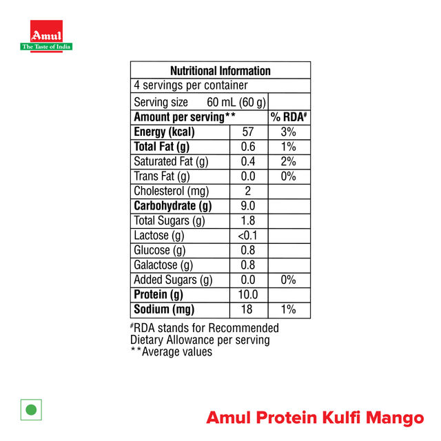 Buy Amul Protein Mango Kulfi Icecream Online - Price @ ₹160 | Instant ...